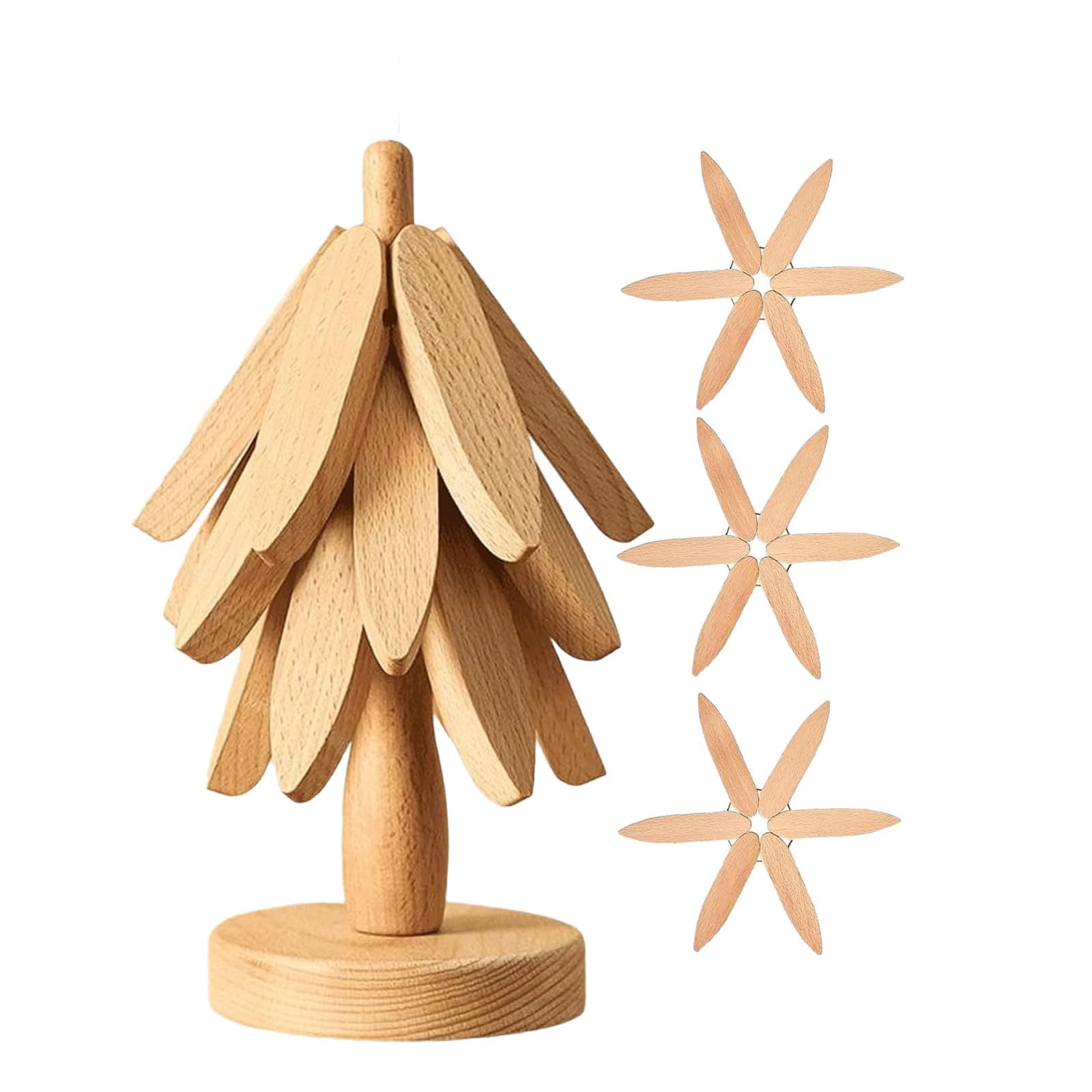 Self-Unfolding Wooden Trivet Set with Display Stand - Gravity-Activated ...