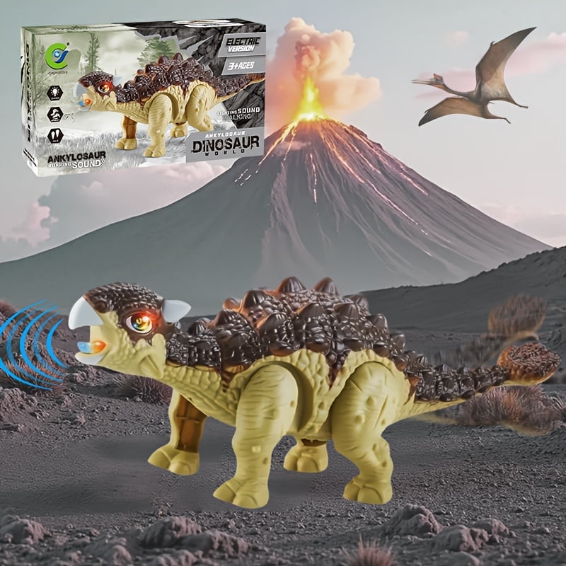 Self-Walking Ankylosaurus Dinosaur Robot with Glowing Lights and ...
