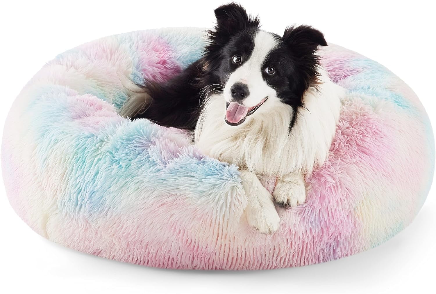Self-Warming Anti-Anxiety Dog Bed – 20" Plush Donut Bed for Home/Travel ...