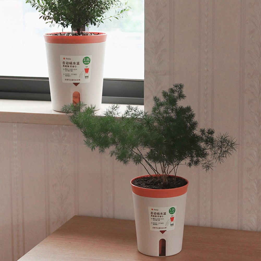 Self-Watering Flower Pot Double Layer Plastic Garden Planter Automatic ...
