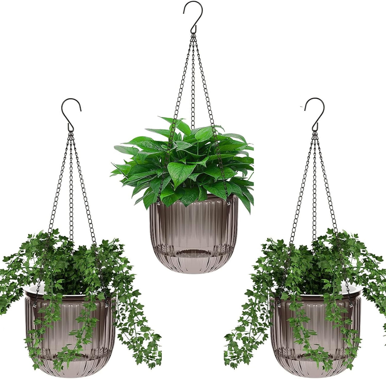 Self Watering Hanging Planters,Bexikou 3 Pack 4.5 Inch Plastic Hanging ...