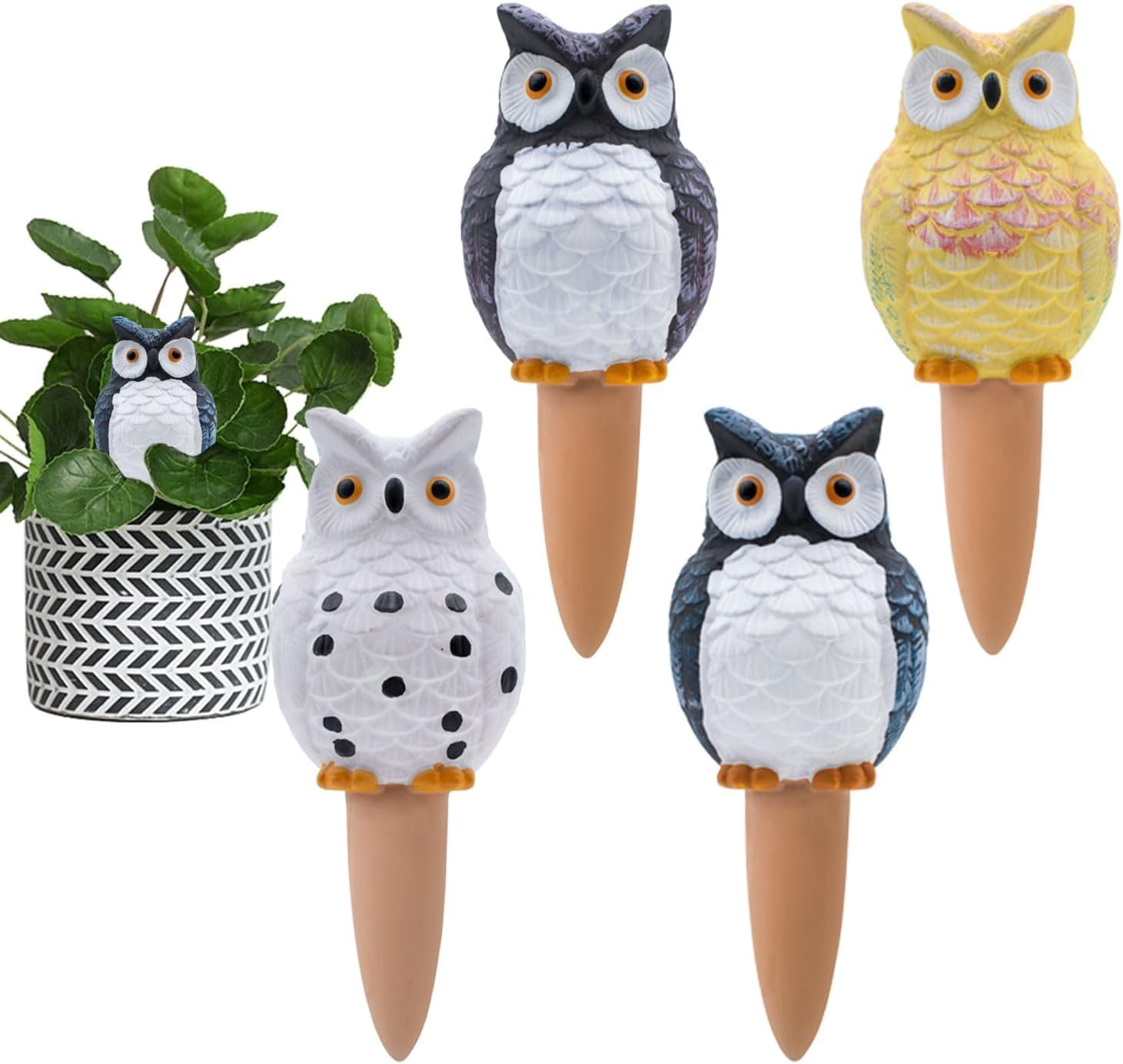 Self Watering Planter Insert, Self Watering Spikes Owls 4PCS Plant ...