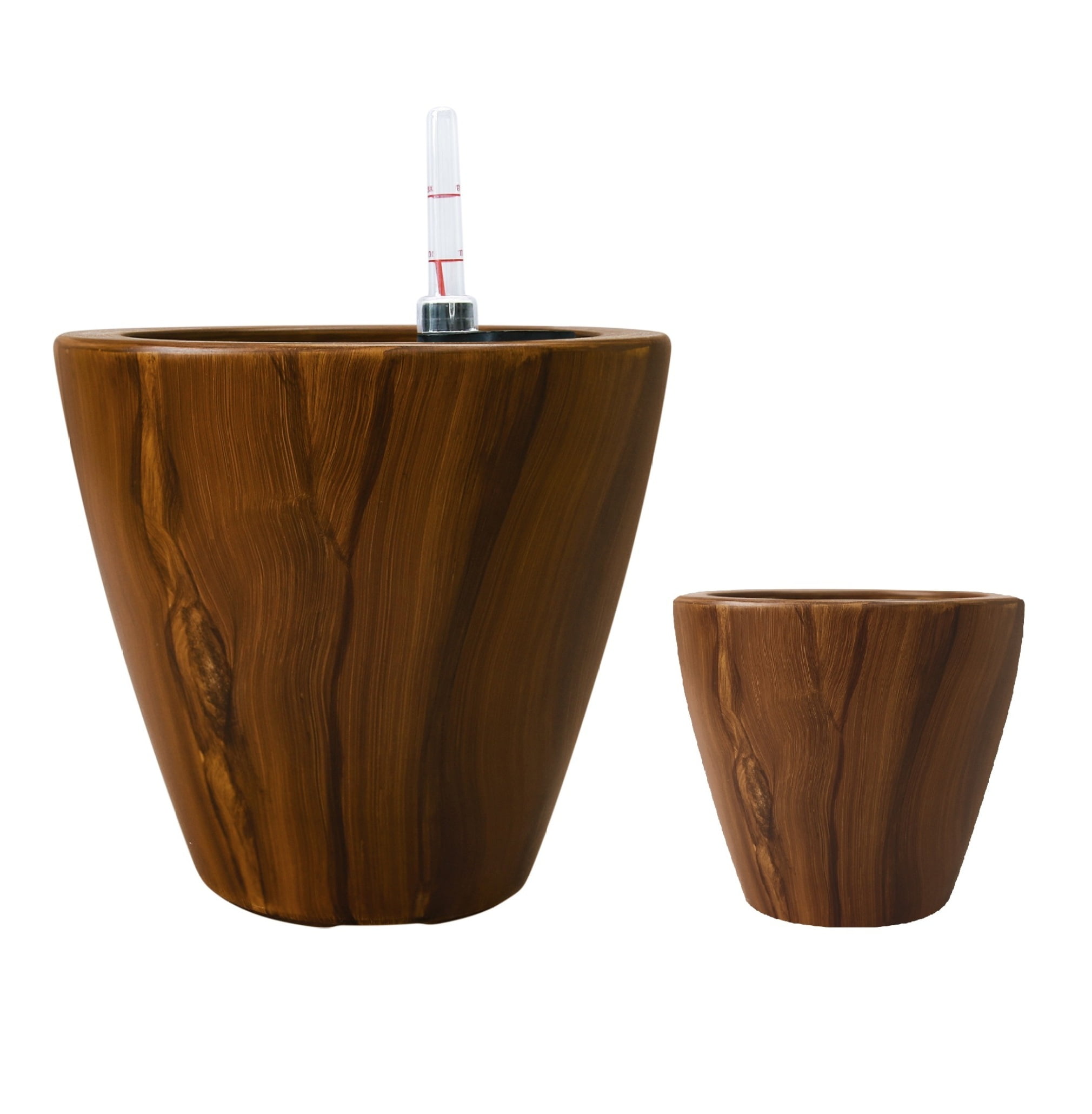 Self-Watering Planter Pots 2-Pack, 10 Inch Dark Wood Plastic Plant Pots ...