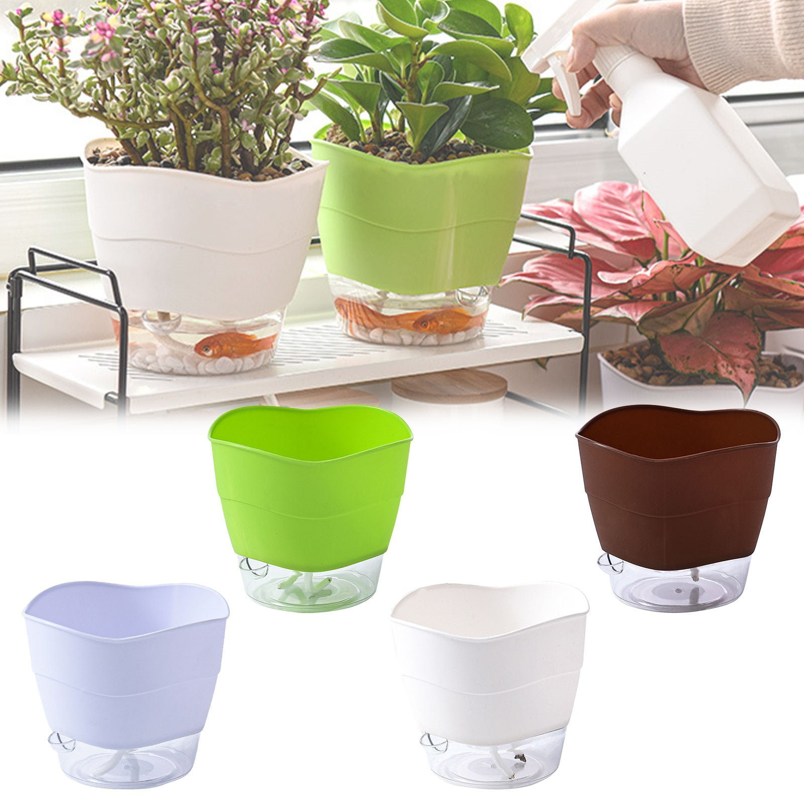 Self Watering Planter Pots, African Violet Pots Planters with Visible ...