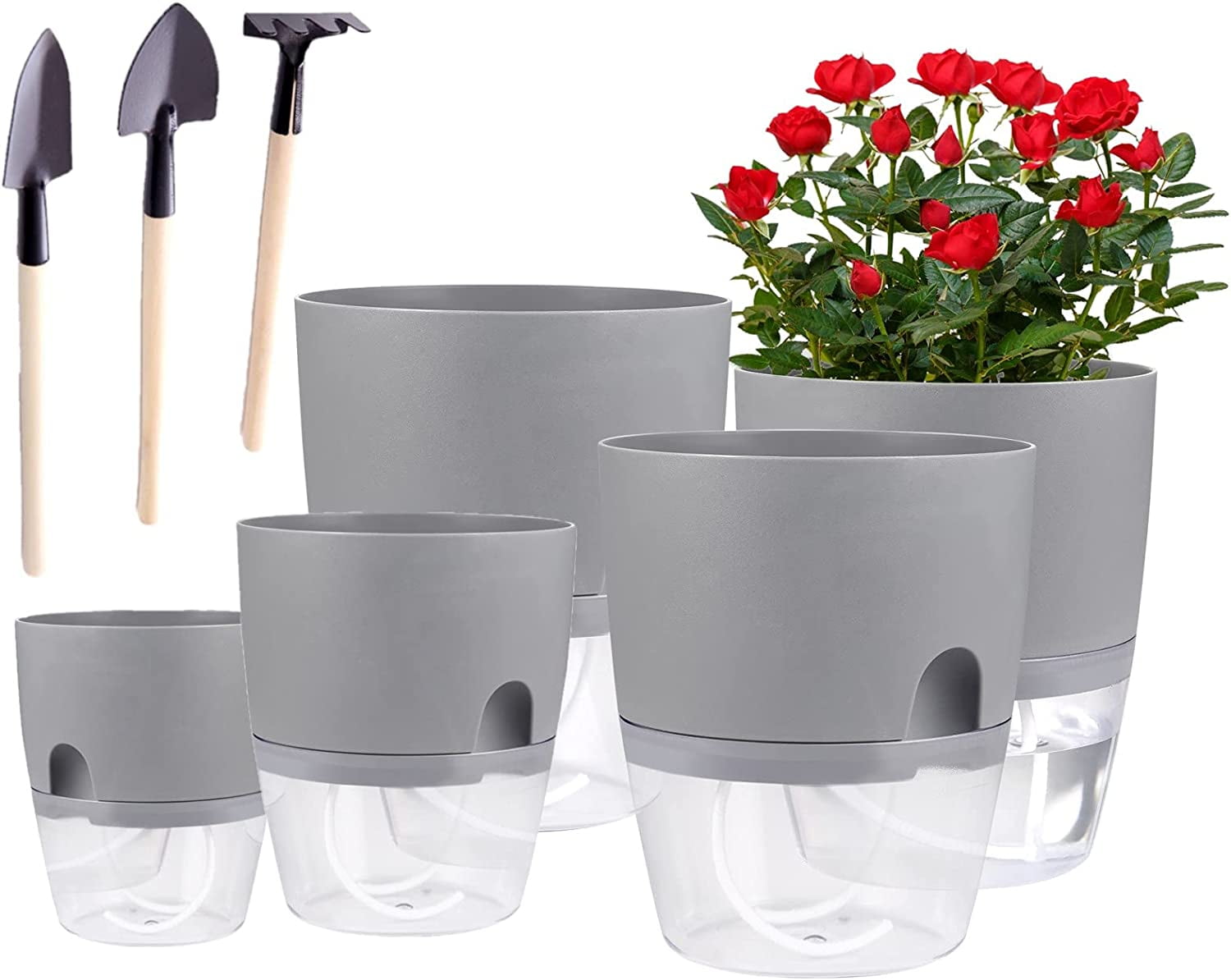 Self Watering Planters, 5 Pack 6/4.1/3.2 Inch Self Watering Pots ...