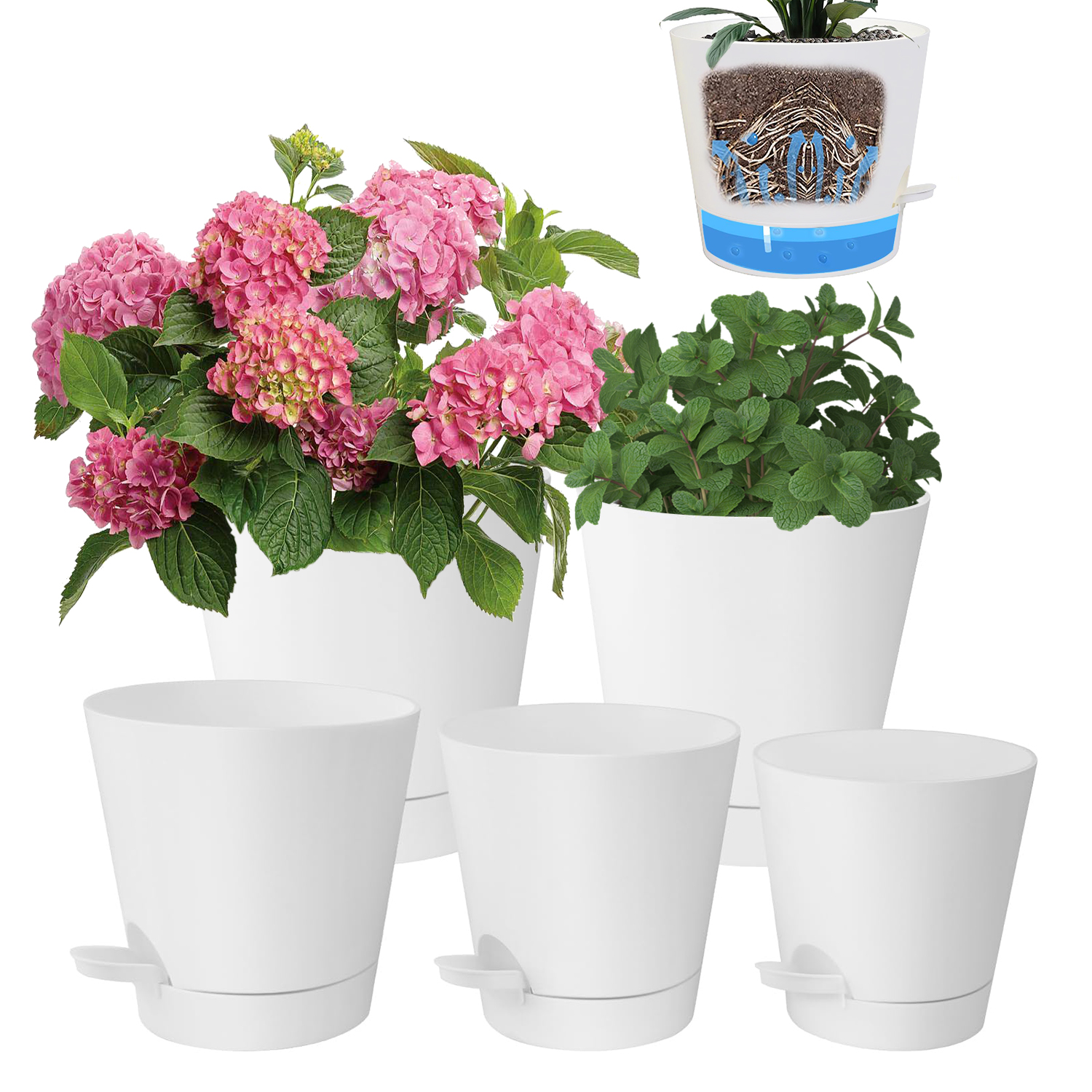 HIGOLD - 10 Inch Ceramic Plant Pot, Marble White, Modern Garden Pot ...