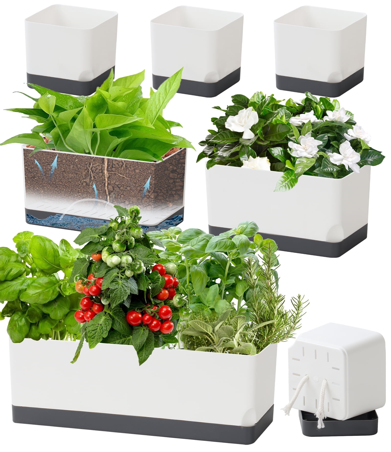 VUGOSSON Self Watering Planters Pots for Indoor Plants, 7 Pack, Plastic ...