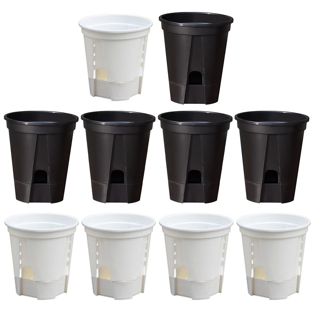 Self-Watering Plastic Garden Pots - 10 Pack with Drainage & Modern ...
