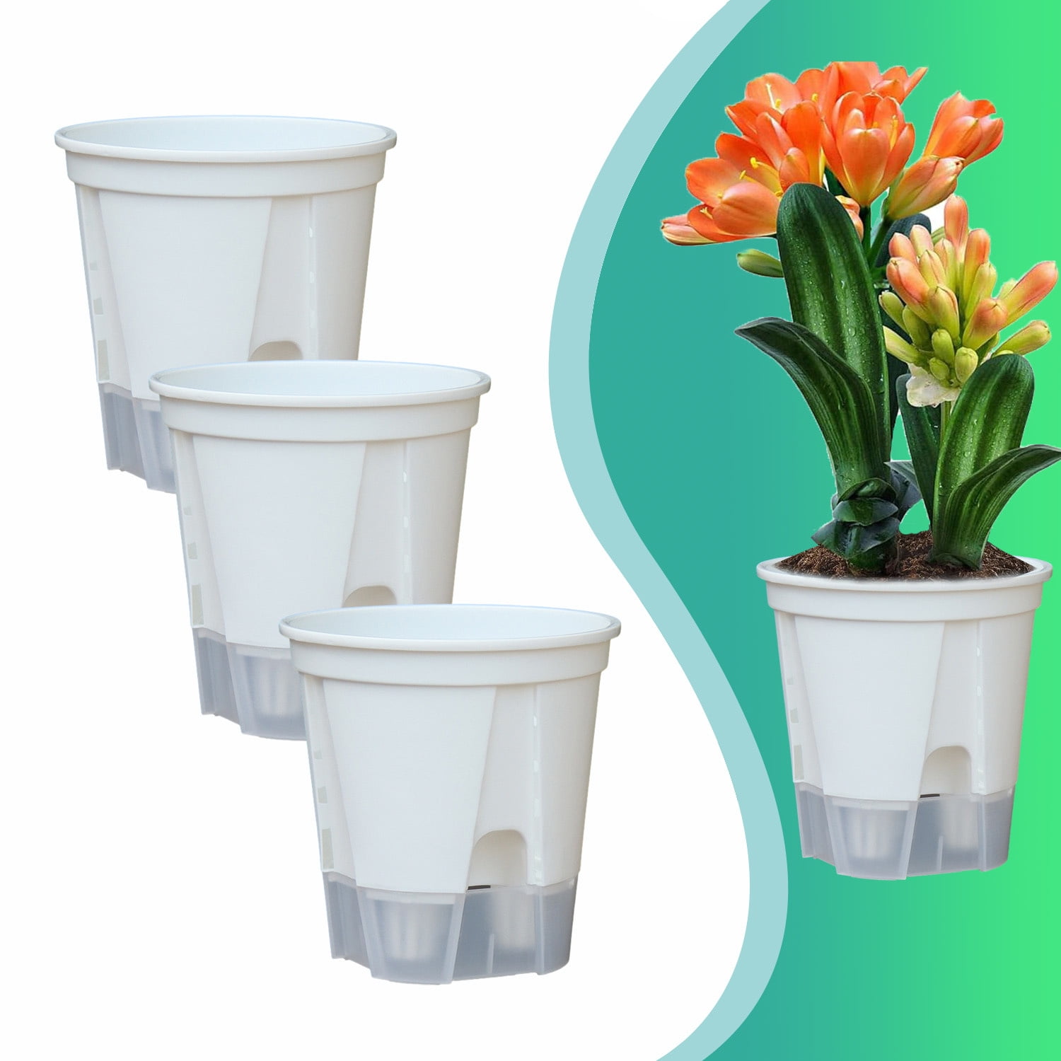 Self Watering Pots -Bexikou 3 Pack Self Watering Planters for Indoor ...