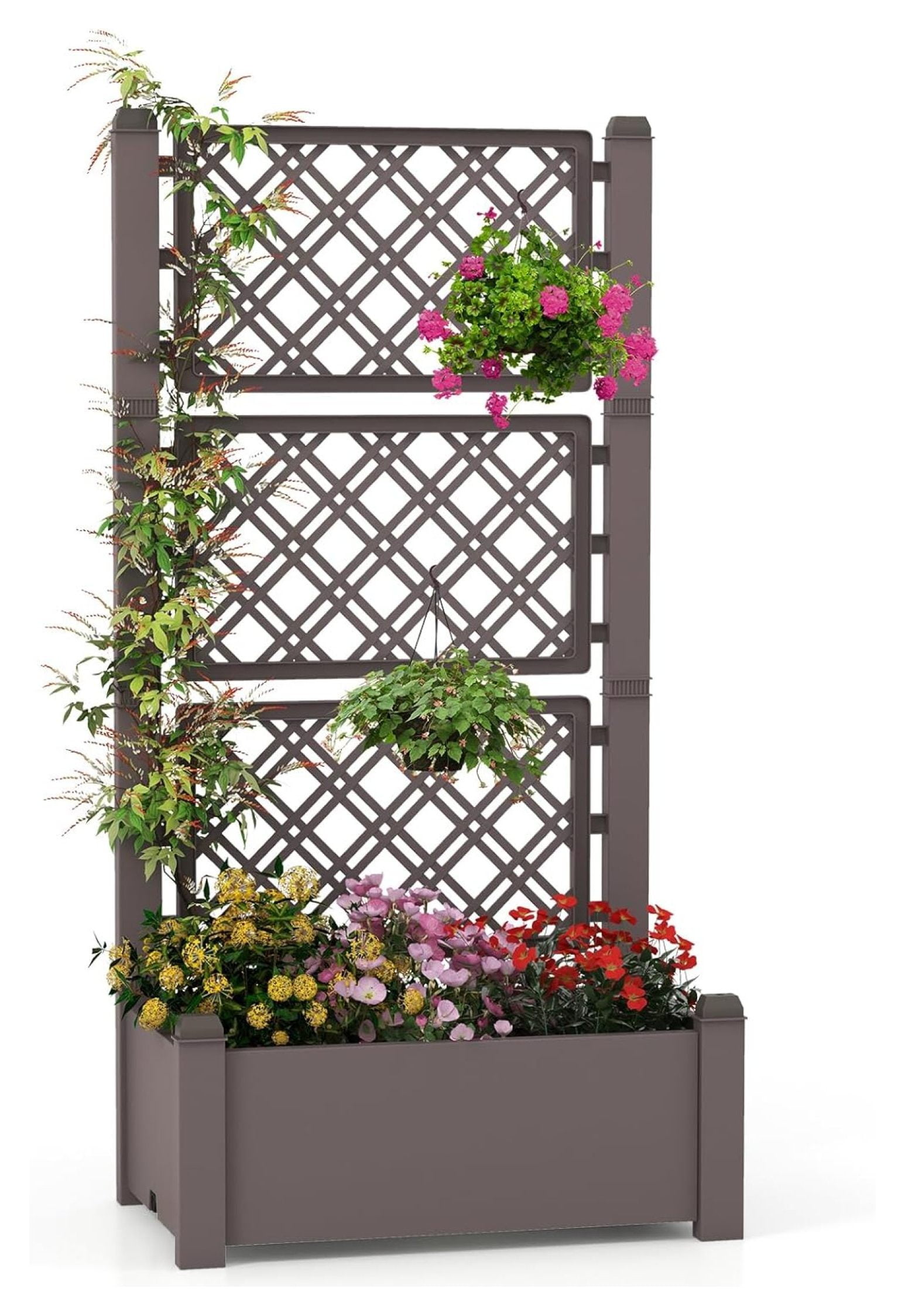 Self Watering Raised Garden Bed, Garden Planter Box with 59" Lattice ...