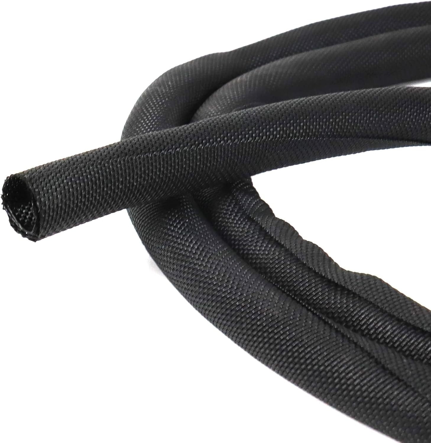 Self-Wrapping Black Braided Cable Management Sleeves Wire Loom Tubing ...