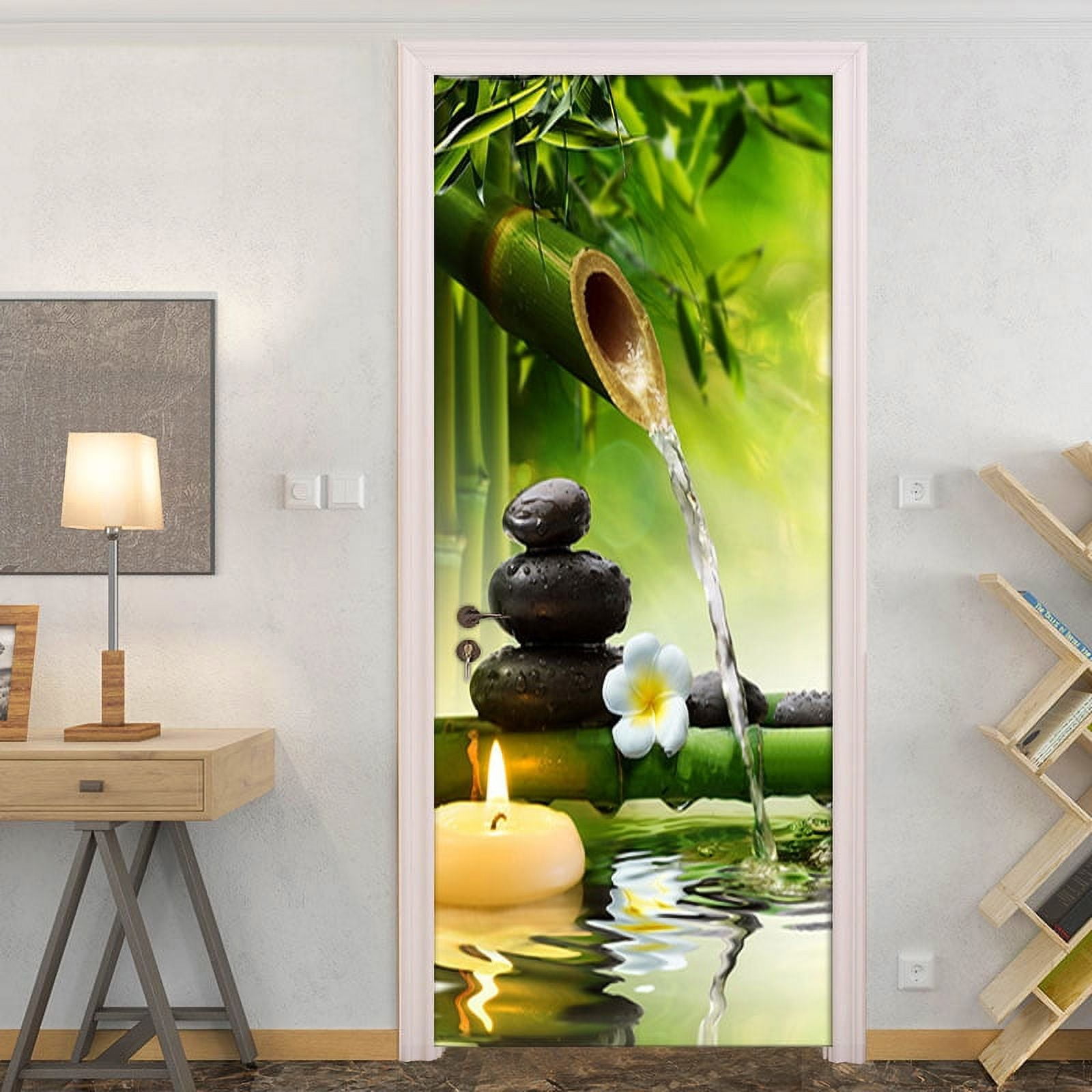 Self-adhesive 3D Door Sticker Wallpaper Mural Deur Sticker PVC Green ...