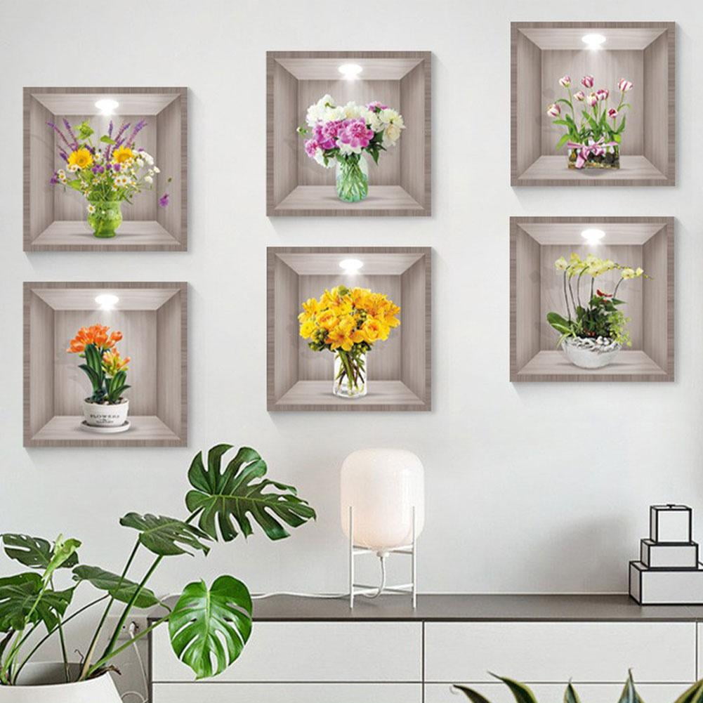 Self-adhesive 3D Wall Flower Decorative Painting PVC DIY Decals ...