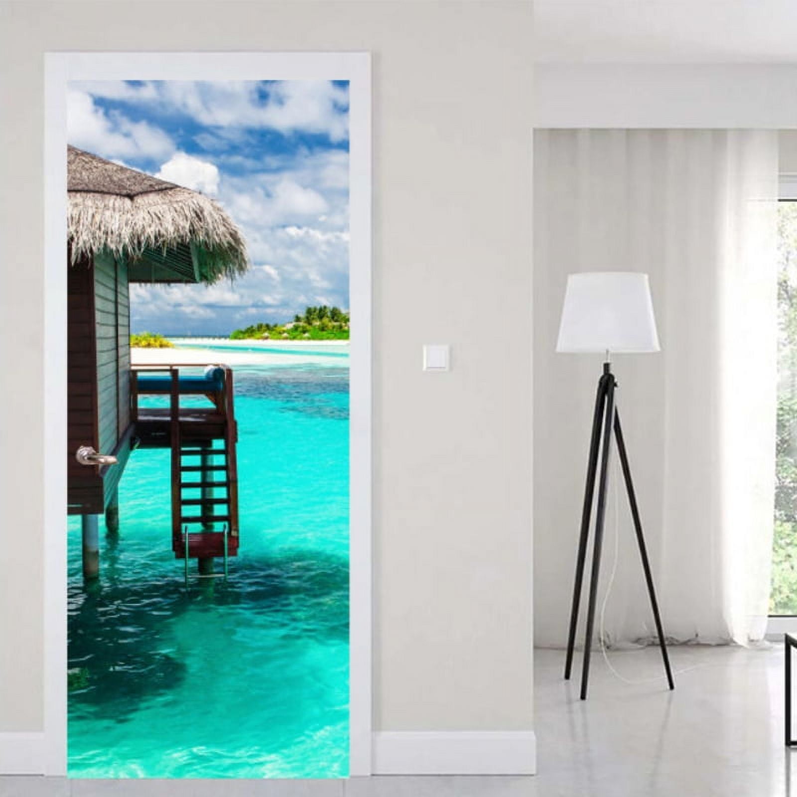 Self-adhesive Architectural Landscape Art Door Sticker Home Decoration ...