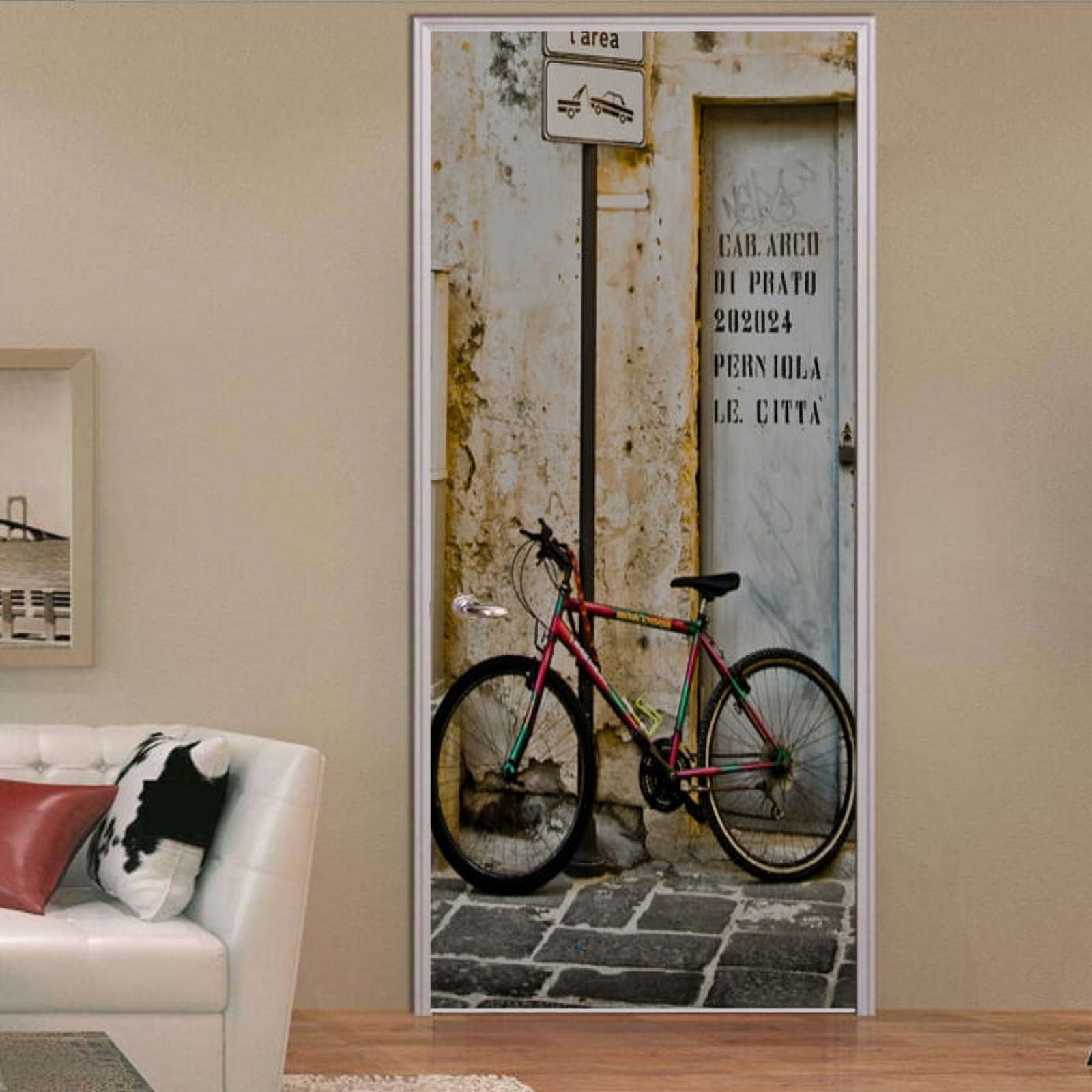 Self-adhesive Architectural Landscape Art Door Sticker Home Decoration ...