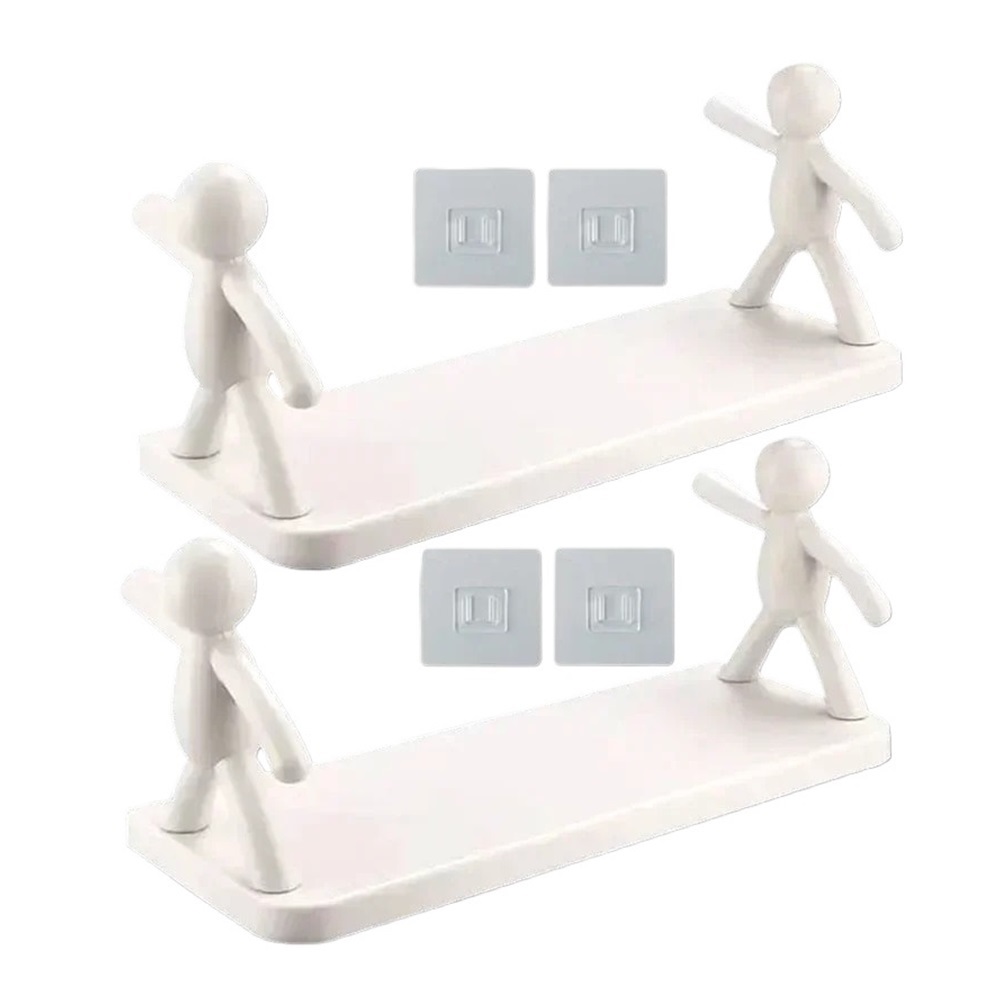 Self-adhesive Bathroom Shampoo Storage Racks Plastic Shelf Storage ...