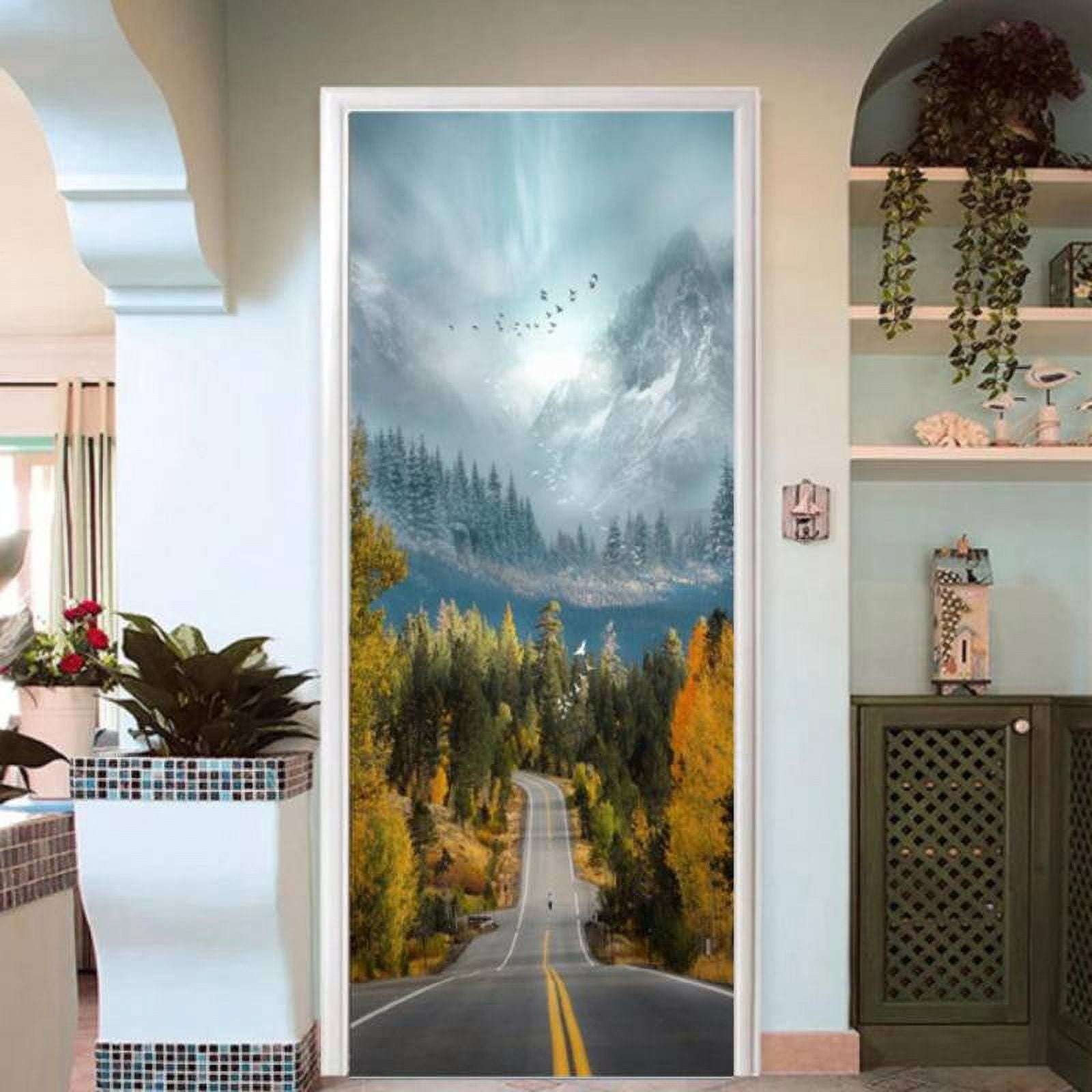 Self-adhesive Door Sticker Wallpaper PVC Home Design Decoration Beach ...
