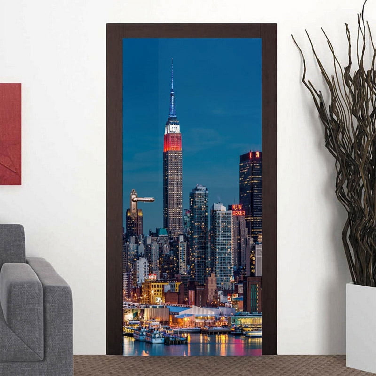 Self-adhesive New York Building 3D Door Sticker Wallpaper Mural ...