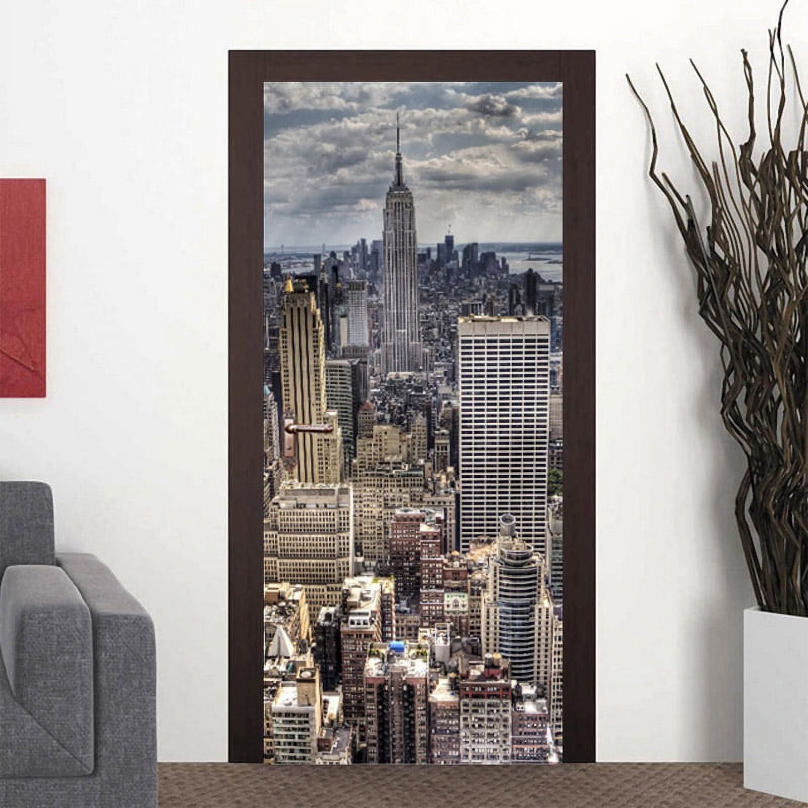 Self-adhesive New York Building 3D Door Sticker Wallpaper Mural ...