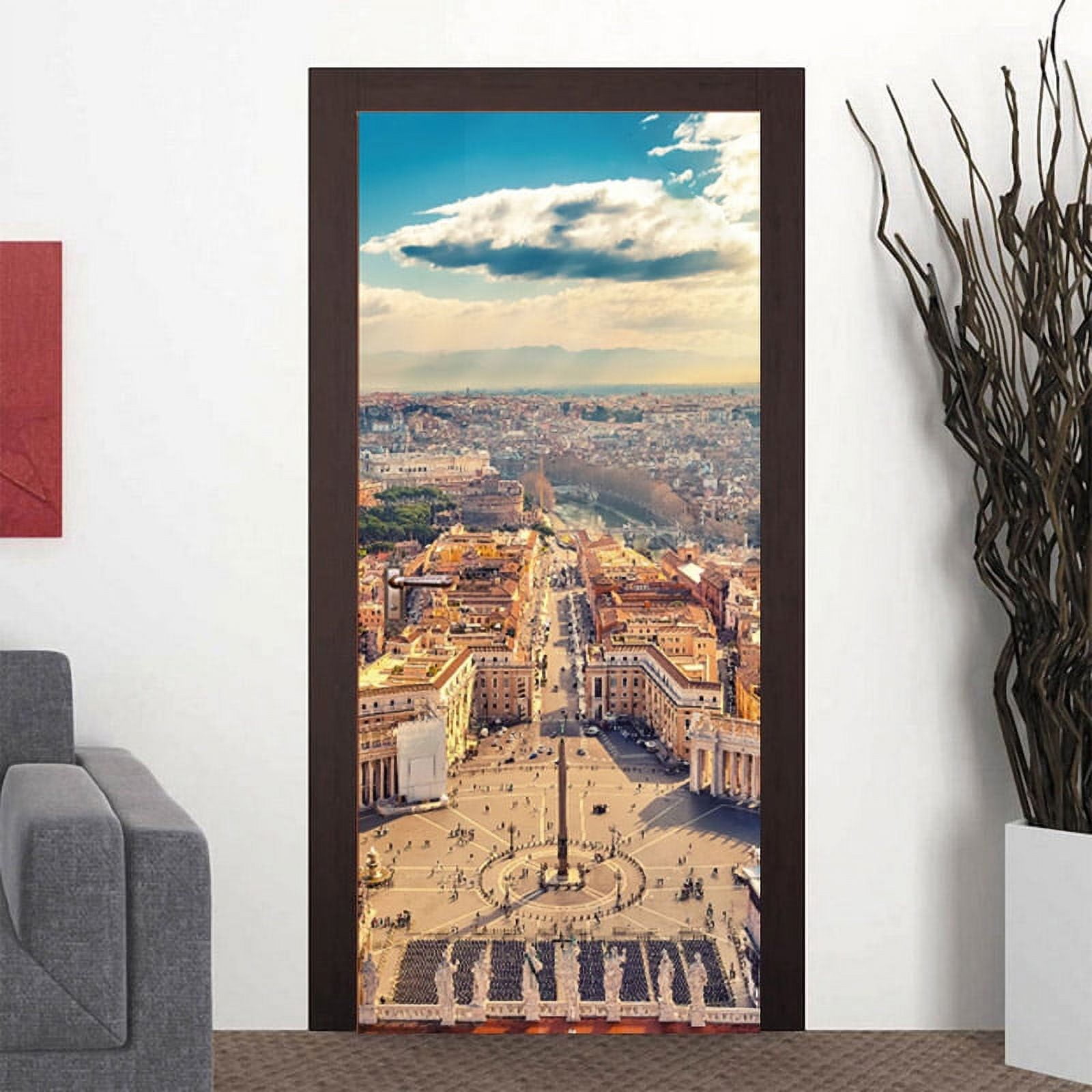 Self-adhesive New York Building 3D Door Sticker Wallpaper Mural ...