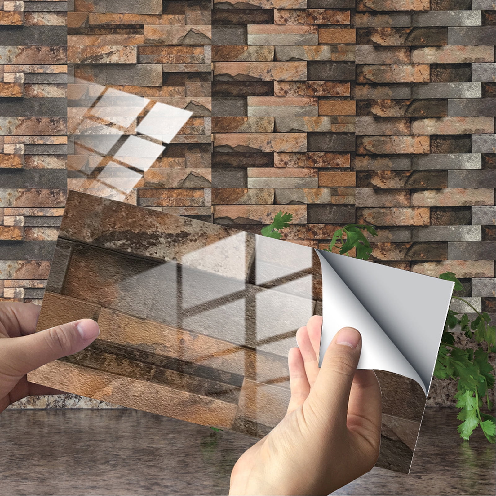 Self-adhesive Peel And Stick Wallpaper 3D Stone Design Brick Wall Tile ...