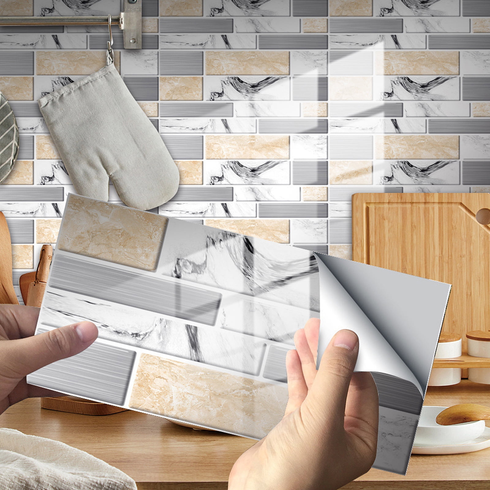 Source Max Waterproof Backsplash Faux Brick Peel and Stick Wall Tile ...