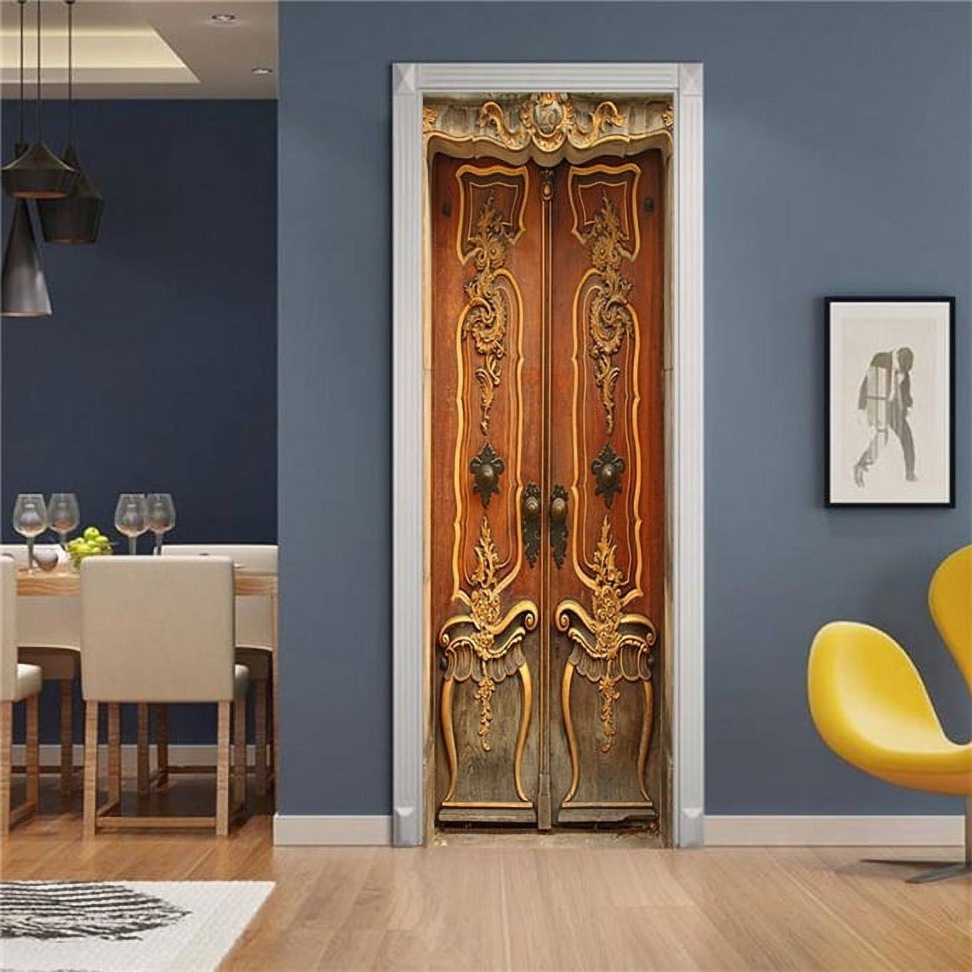 Self-adhesive Retro Wooden Door Sticker Home Decoration Doors ...