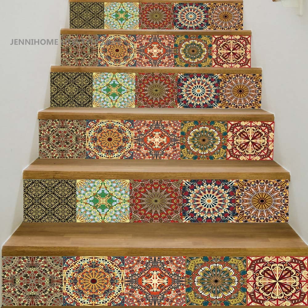 Self-adhesive Stair Sticker Vinyl Colorful Morocco Style Removable 3D ...