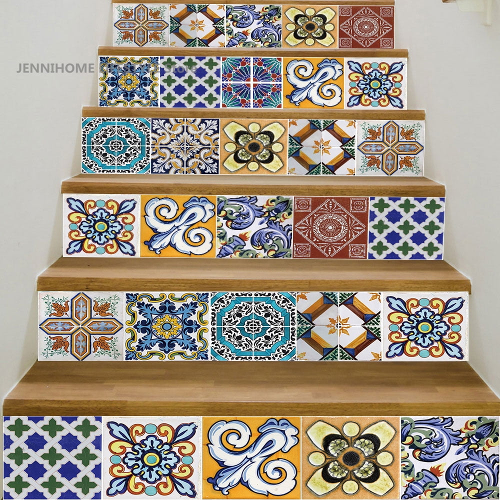 Self-adhesive Stair Sticker Vinyl Colorful Morocco Style Removable 3D ...