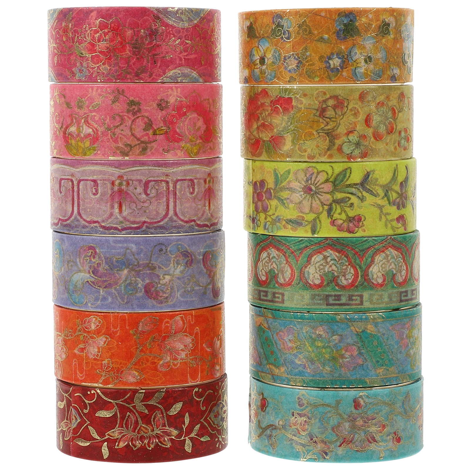 Self-adhesive Tapes Gold Washi 12 Rolls Pocket and Paper Manual Gift ...