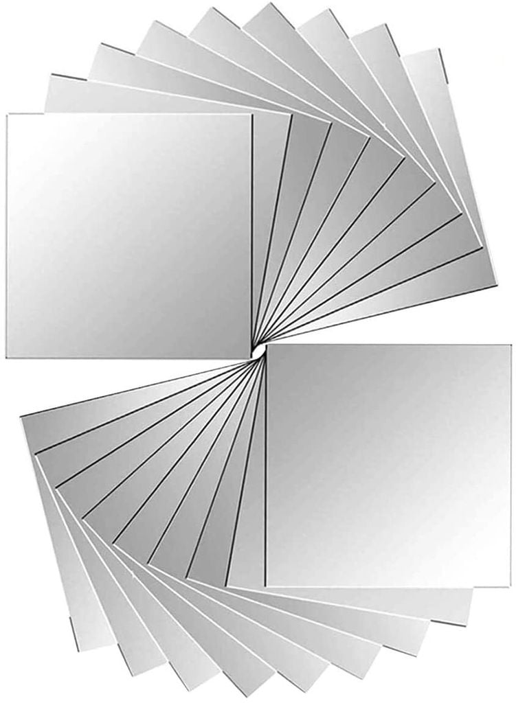 Self adhesive mirror tiles 15 x 15 cm of 18 decorative wall mirrors ...