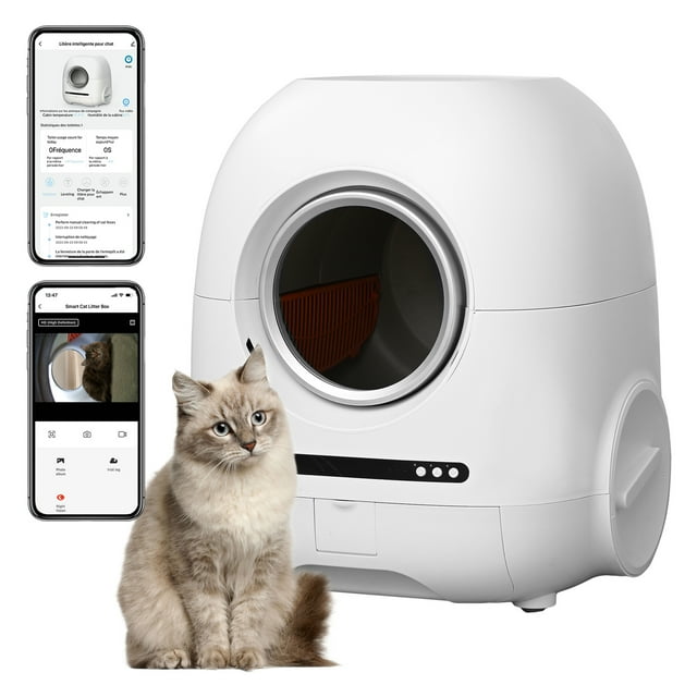 Self-cleaning Cat Litter Box, 77L Automatic Cat Litter Box with APP Control and Support WiFi ...