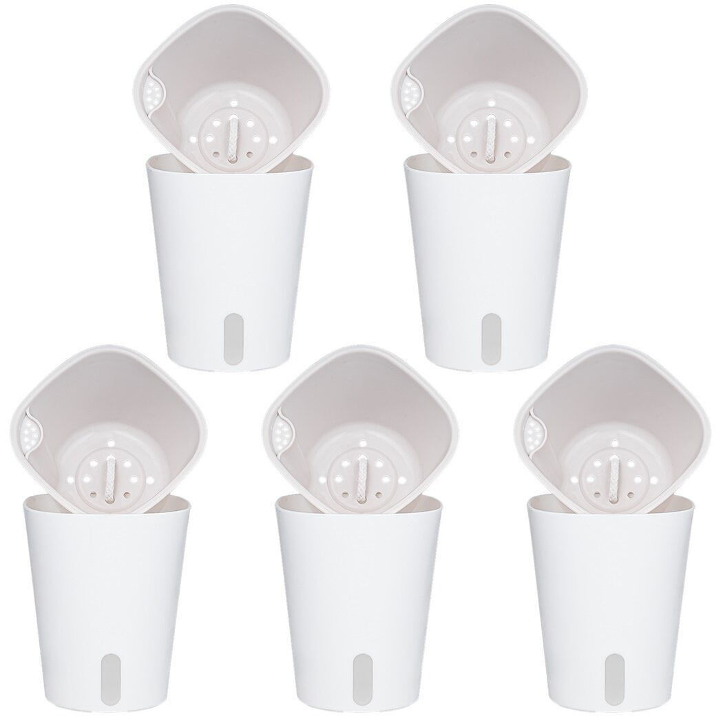 Self-watering Planter Pots, 5 Packs Auto-Watering Flowerpots with Wick ...