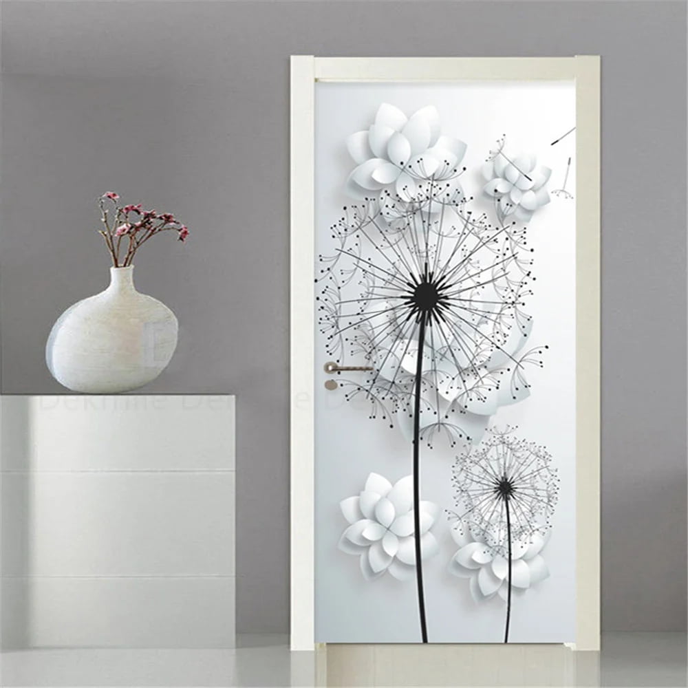 SelfAdhesive White Doors Wallpaper for Entrance Door Waterproof Oil ...