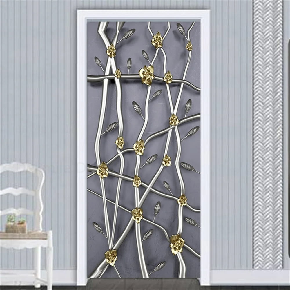 SelfAdhesive White Doors Wallpaper for Entrance Door Waterproof Oil ...
