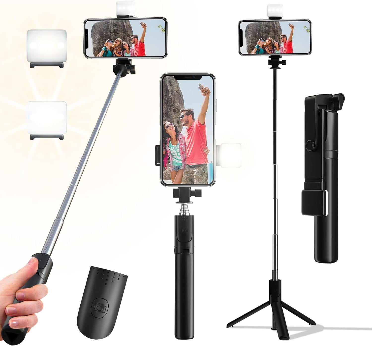 Selfie , 40 in Retractable Phone Tripod with Remote Control & Light ...