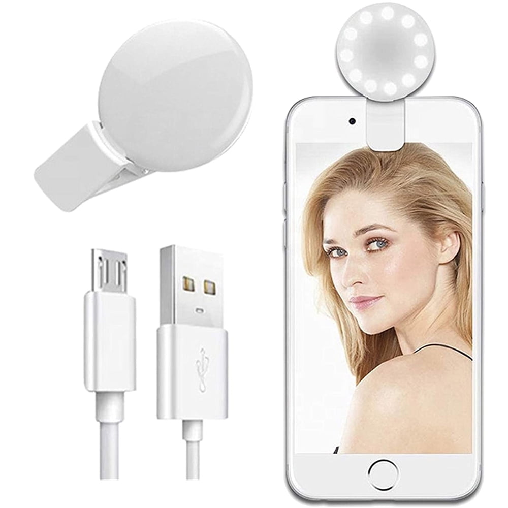 Selfie Clip On Ring Light, Mini Rechargeable Adjustable Brightness ...