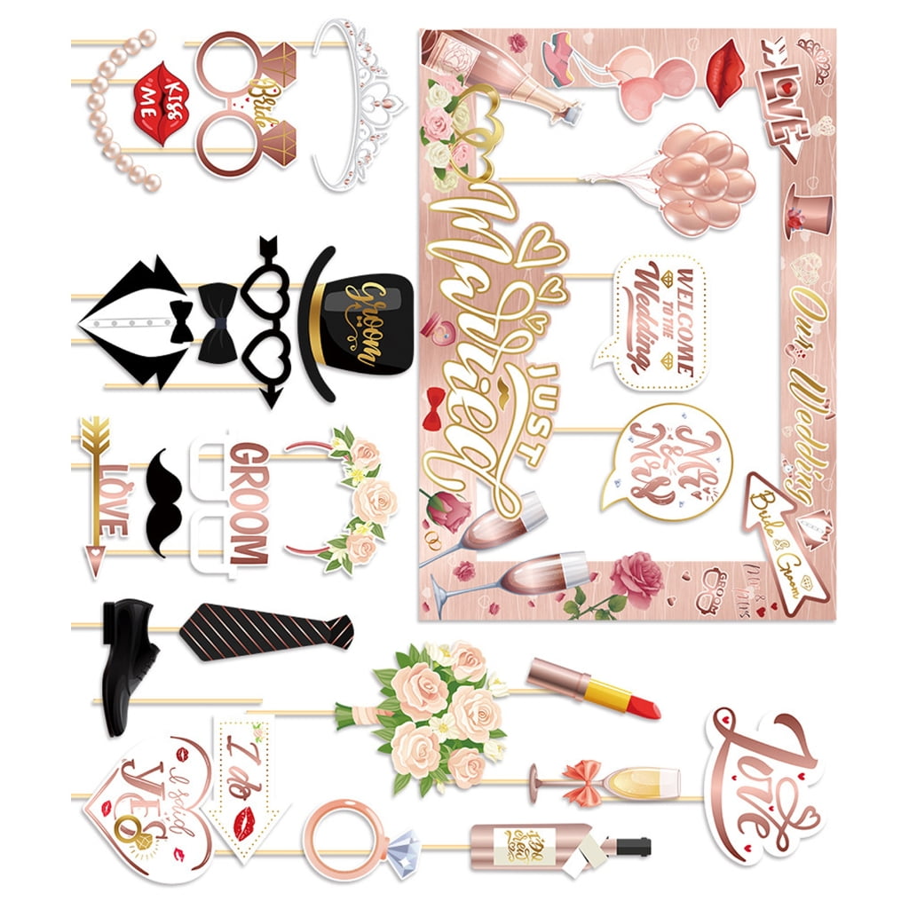 Selfie Lover Paper Photo Booth Props and Frame Set for Wedding Parties ...