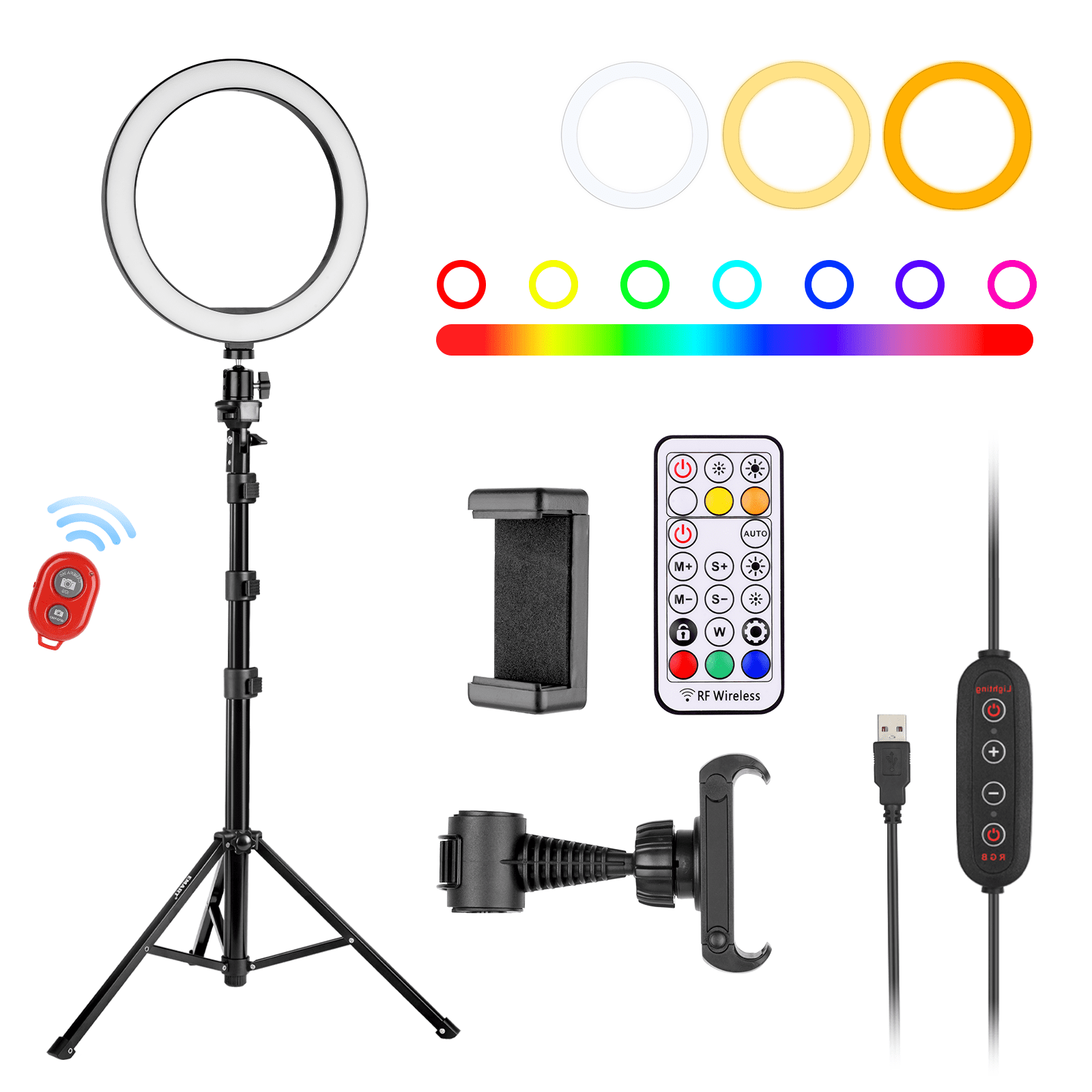 Selfie Ring Light with RGB Dynamic Modes, Wireless Remote & Premium ...