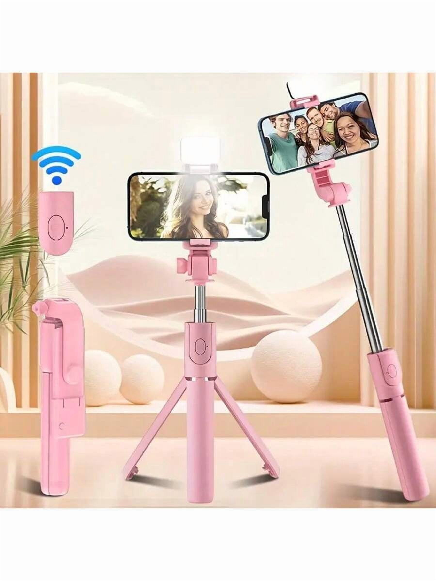 Selfie Stick with Built-In Fill Light - Scalable Telescopic Tripod ...