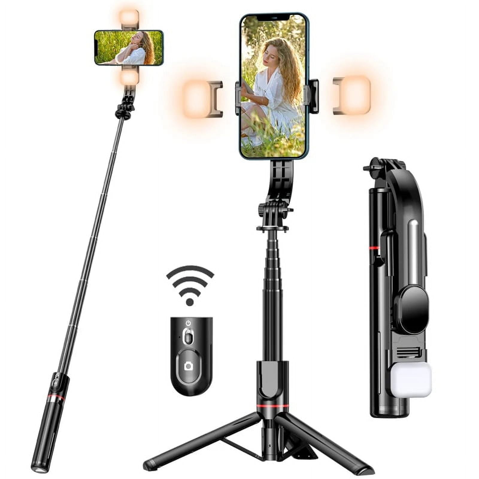 Selfie Stick with Upgraded Tripod Selfie Stick with 2 Fill Light Extra ...