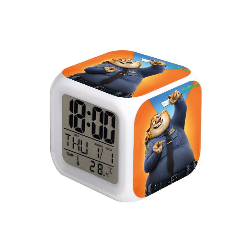 Selfie-Taking Cheetah Officer Zootopia-themed Colorful LED Alarm Clock ...