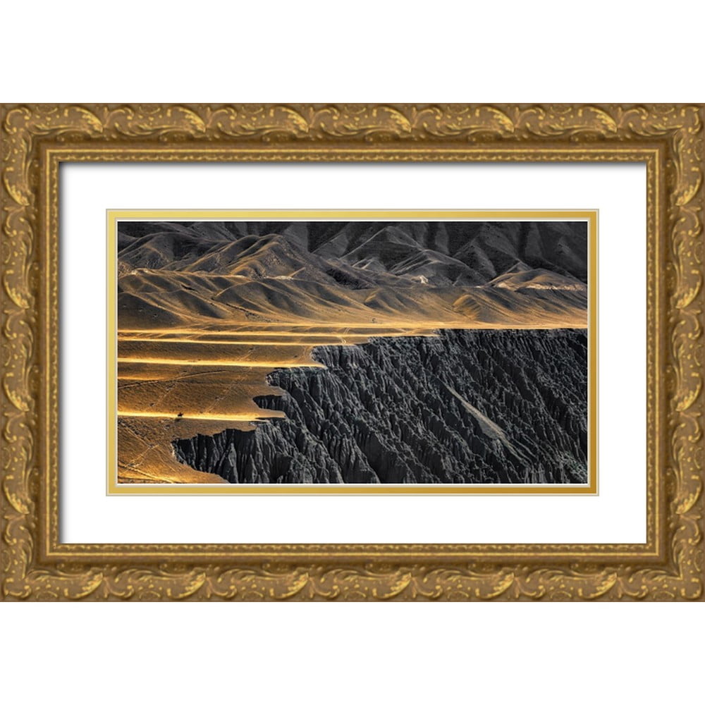 Selions 24x15 Gold Ornate Wood Framed with Double Matting Museum Art ...