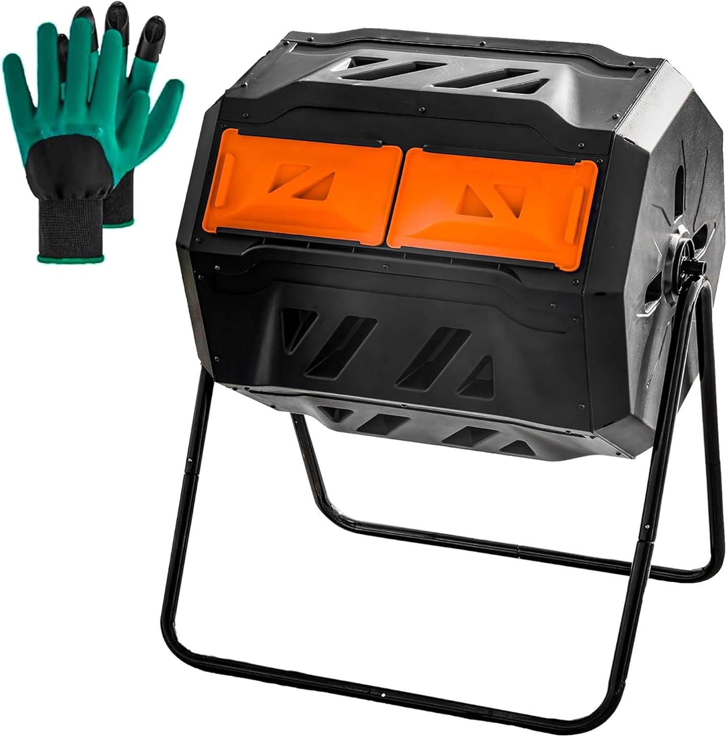 Sell well Compost Bin Outdoor, 43 Gallon Dual Chamber Tumbling ...