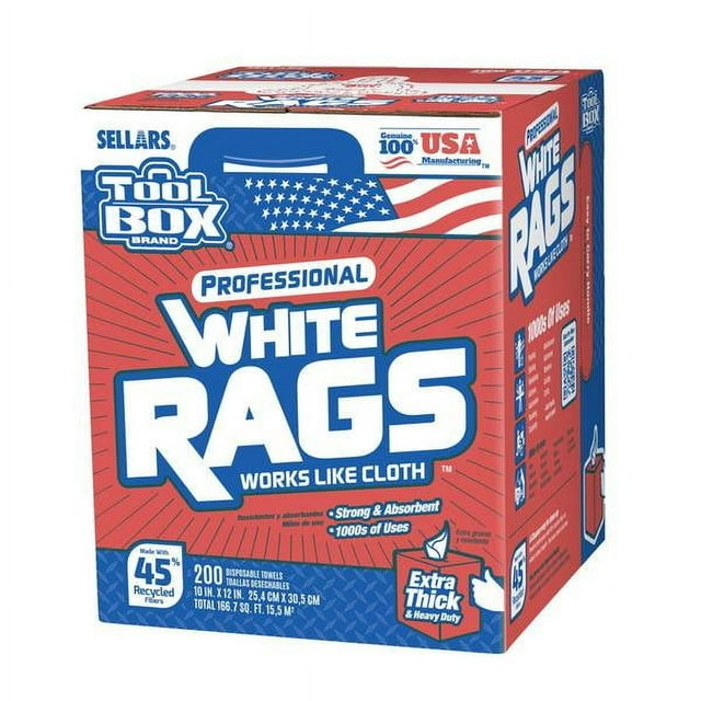 Sellars 200-Count Toolbox Professional White Rags - Walmart.com
