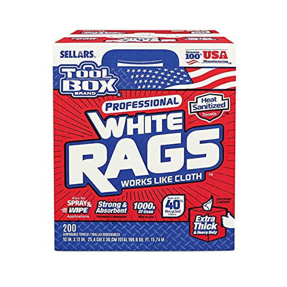 Sellars 58202 ToolBox White Rags Box, 10" x 12" (6 Boxes of 200 Sheets ...