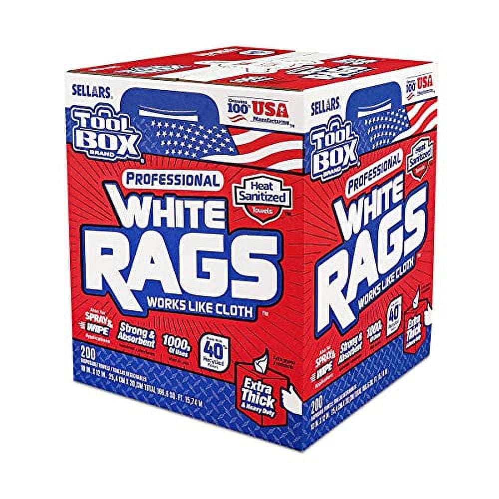 Sellars 58202 ToolBox White Rags Box, 10" x 12" (6 Boxes of 200 Sheets ...