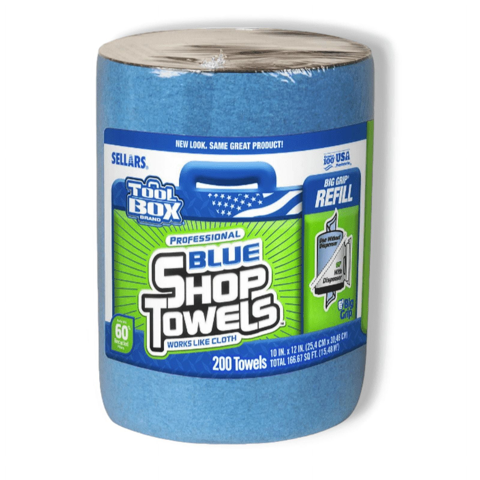 Sellars TOOLBOX Big Grip Bucket Refill, 10"x12" Blue Shop Towels Refill ...