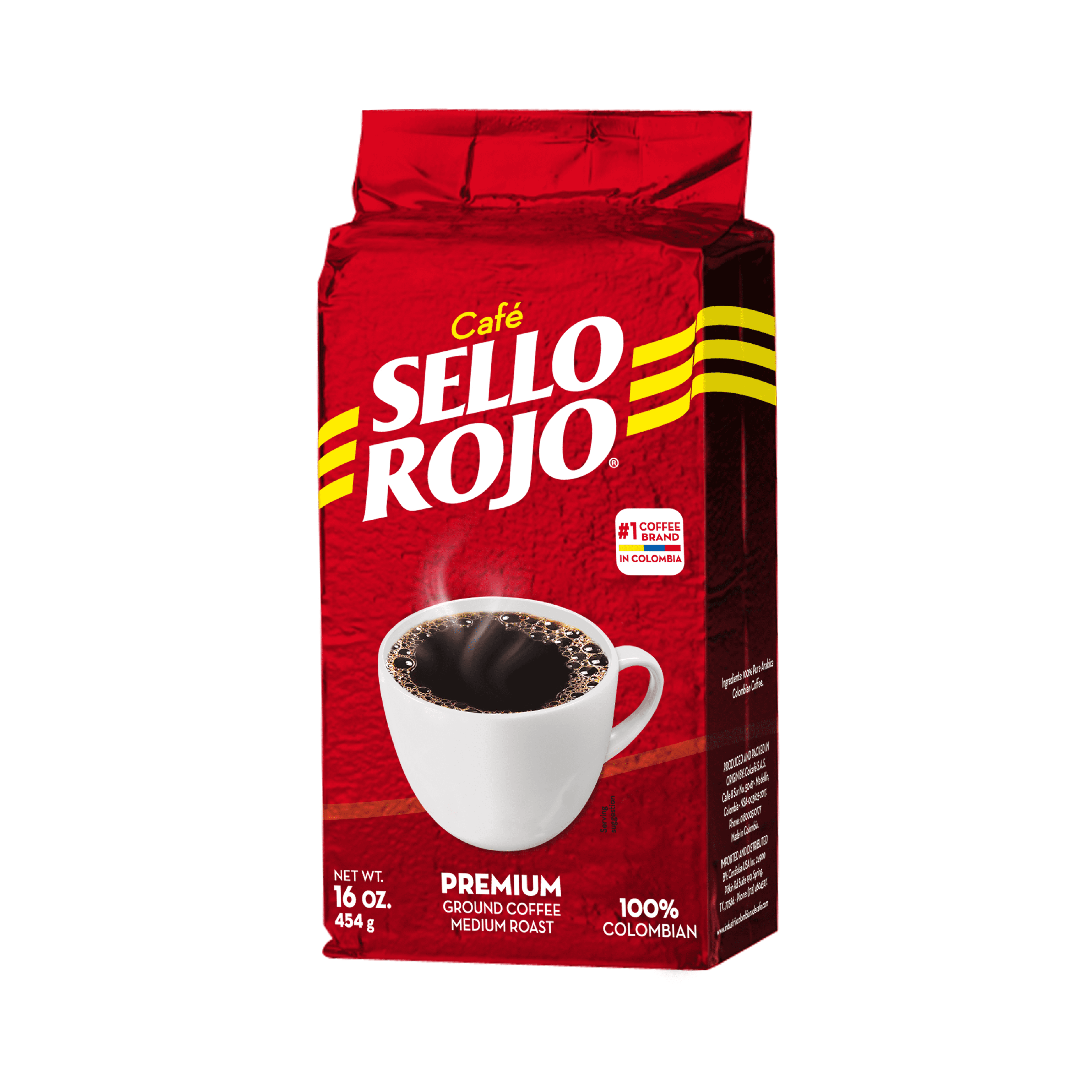 Sello Rojo Premium Colombian Coffee, Pure Arabica, Medium Roast, 16 oz ...