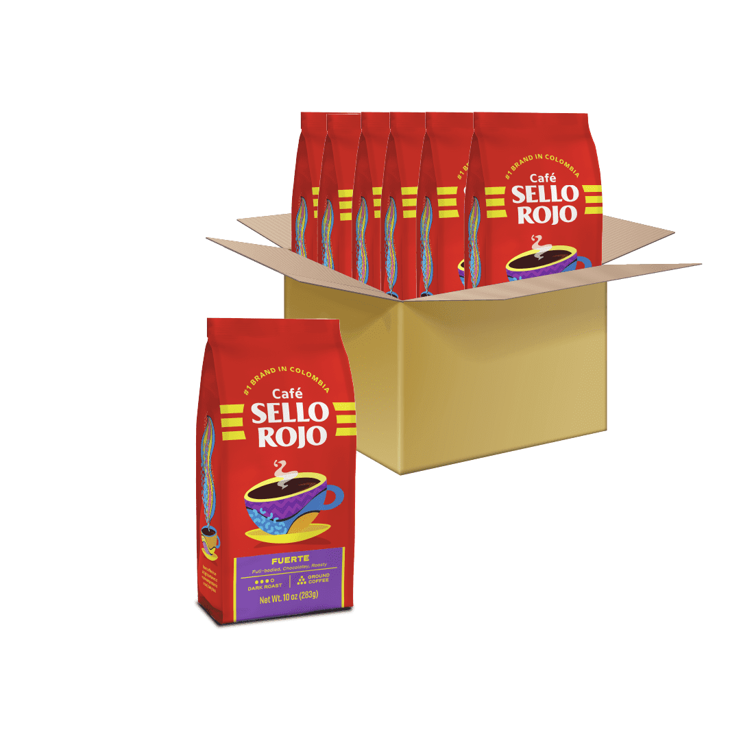 Sello Rojo Fuerte Coffee, 100% Latin American, Dark Roast Ground Coffee ...